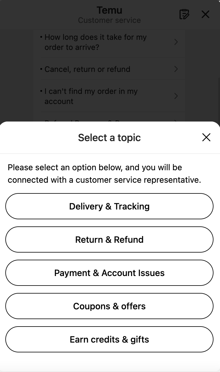 Temu Live Chat | Customer Service - Live Chat Directory